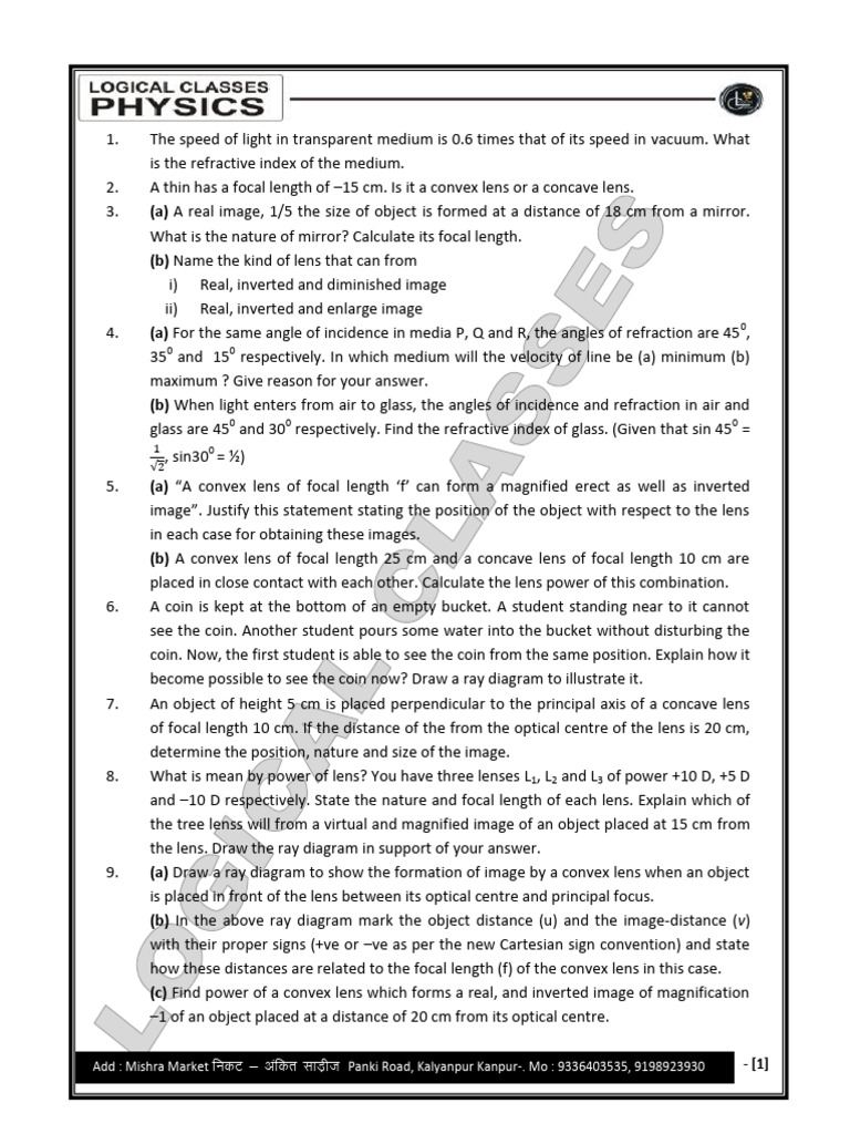 Light Reflection and Refraction | PDF | Light | Glass Engineering And ...