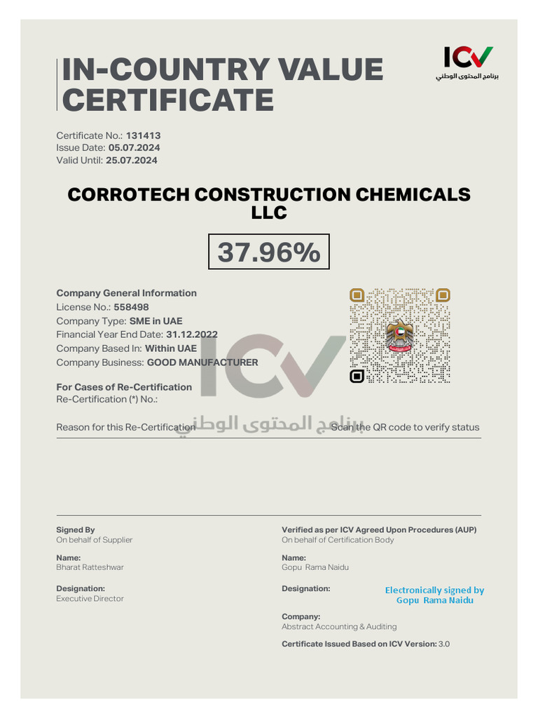 CCC Dubai ICV Certificate | PDF
