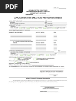 Application For Barangay Protection Order: Vawc Form#3 CONTROL NO ...