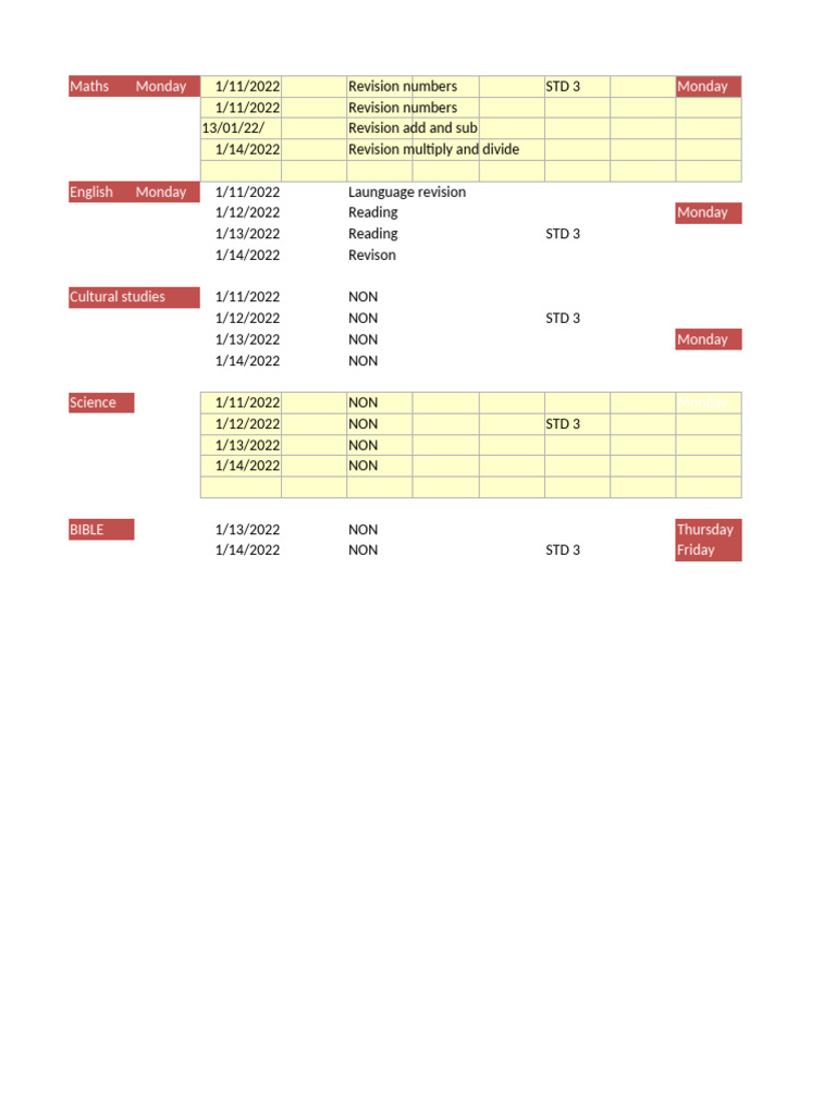 std 3 time table | PDF | Natural Number | Linguistics