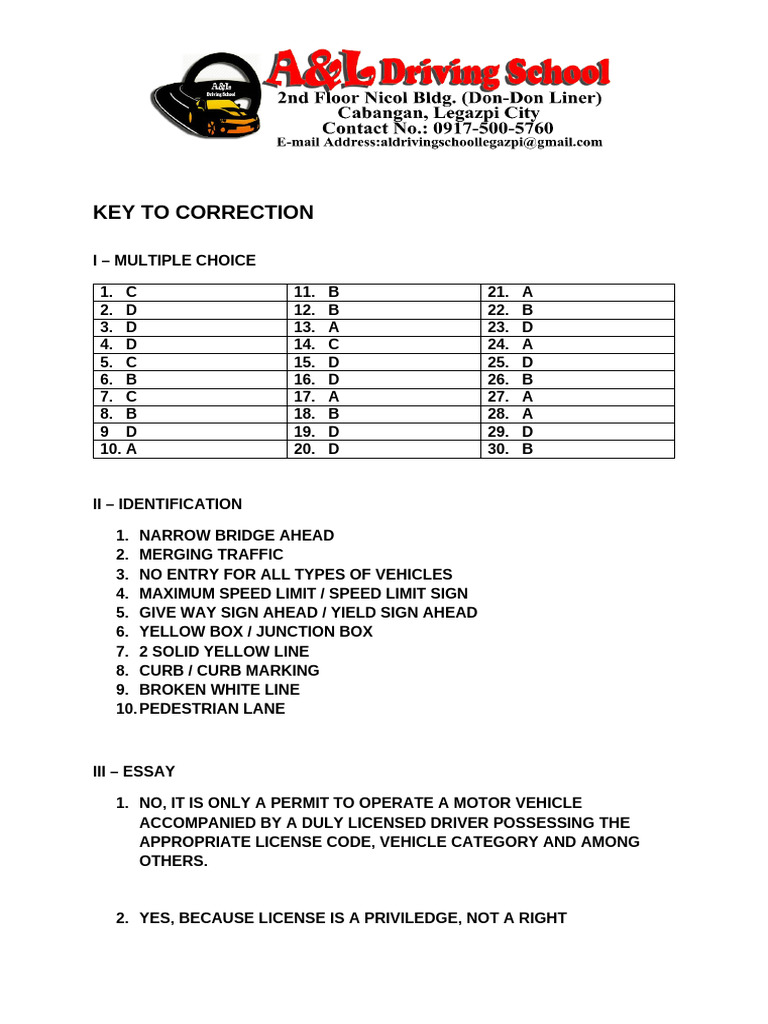 KEY TO CORRECTION | PDF