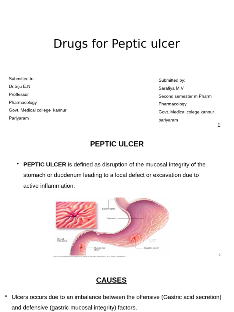 peptic ulcer PPT | PDF | Gastroenterology | Clinical Medicine