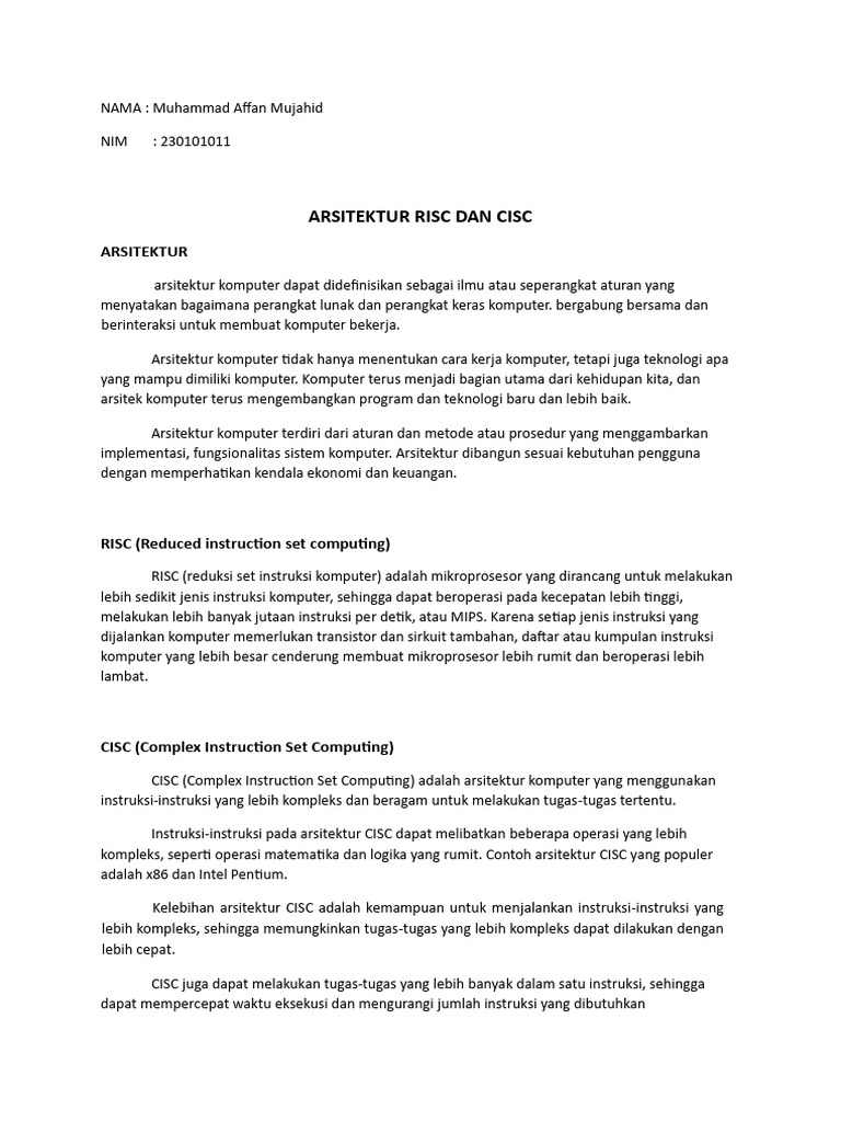 Arsitektur RISC Dan CISC | PDF