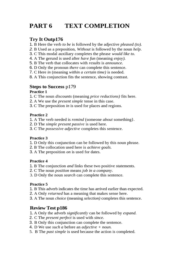 DAP AN Part 6 Text Completion | PDF