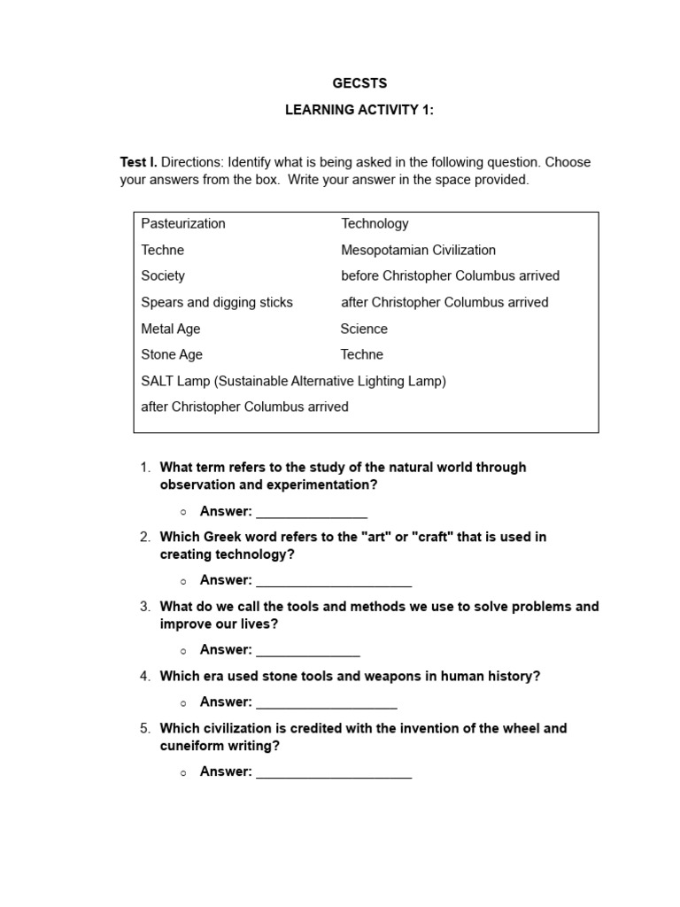 STS-Quiz 1 - Students | PDF