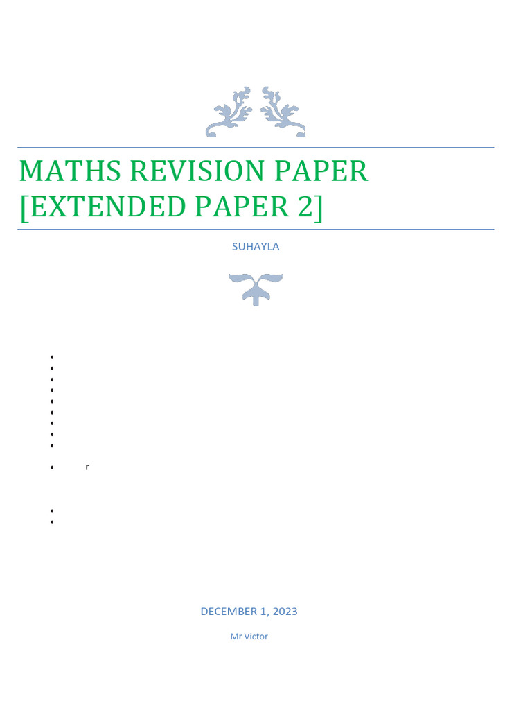 Suhayla Maths Revision Paper | PDF | Circle | Triangle