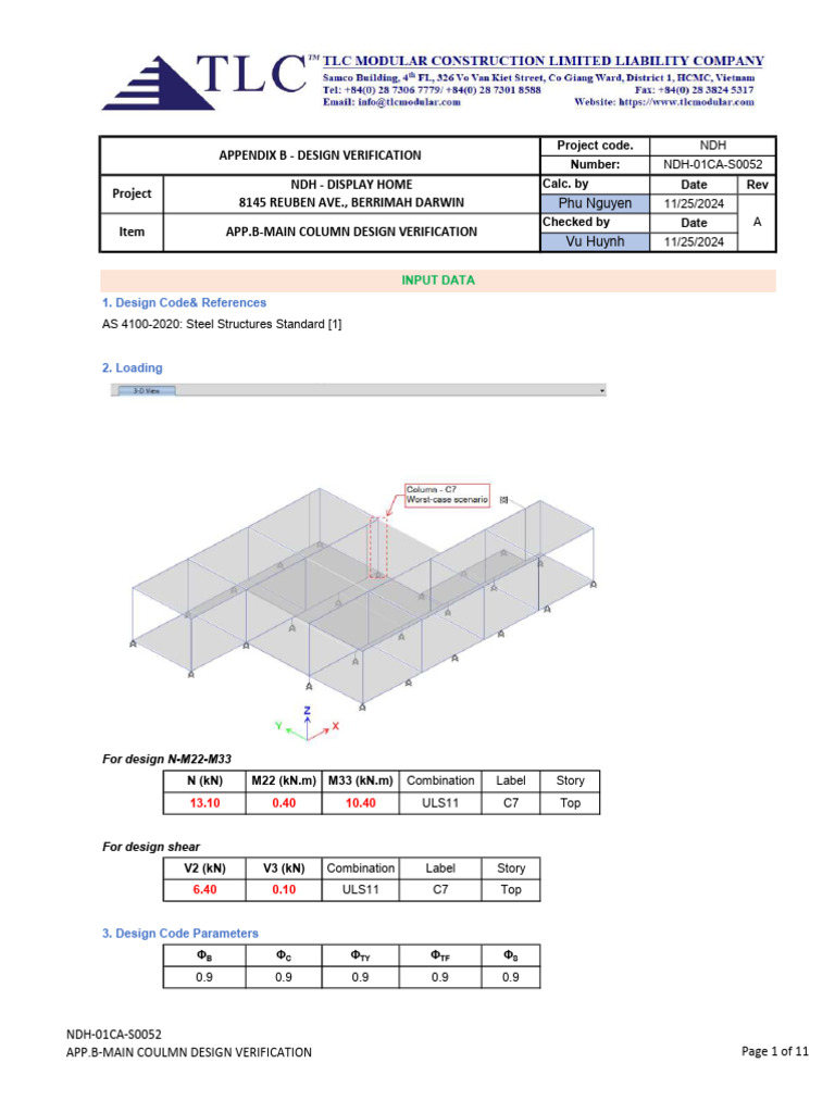 NDH-01CA-S0052 - APP.B-MAIN COLUMN DESIGN VERIFICATION - Rev A | PDF ...