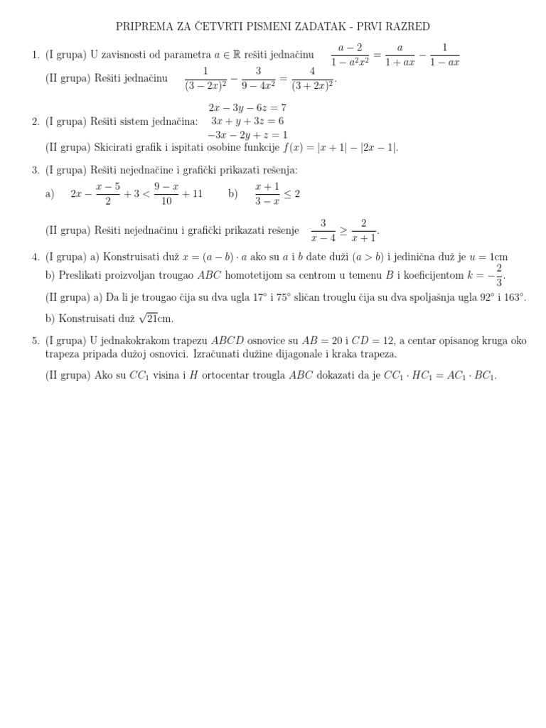 Priprema Za Cetvrti Pismeni Zadatak Prvi Razred | PDF