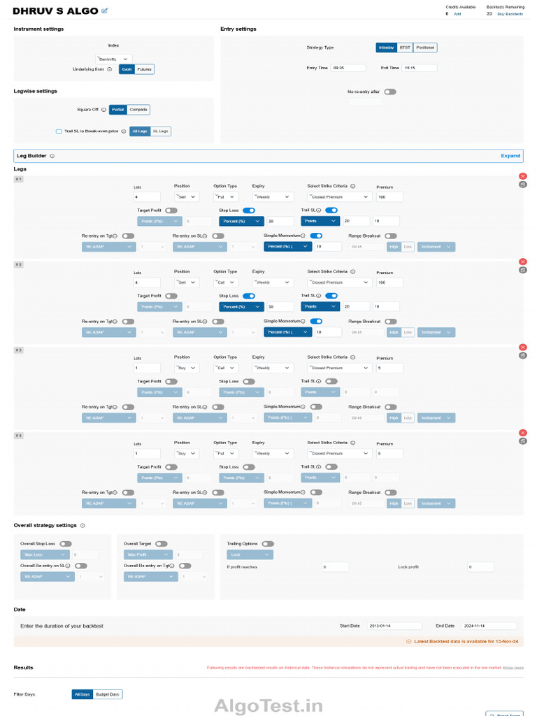 Algotest Strategy DHRUV S ALGO 2024-11!14!12!01!46 | PDF