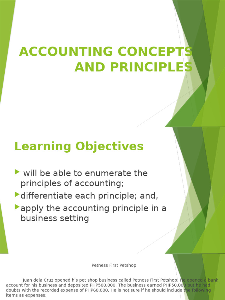 Accounting Concepts and Principles | PDF | Expense | Revenue