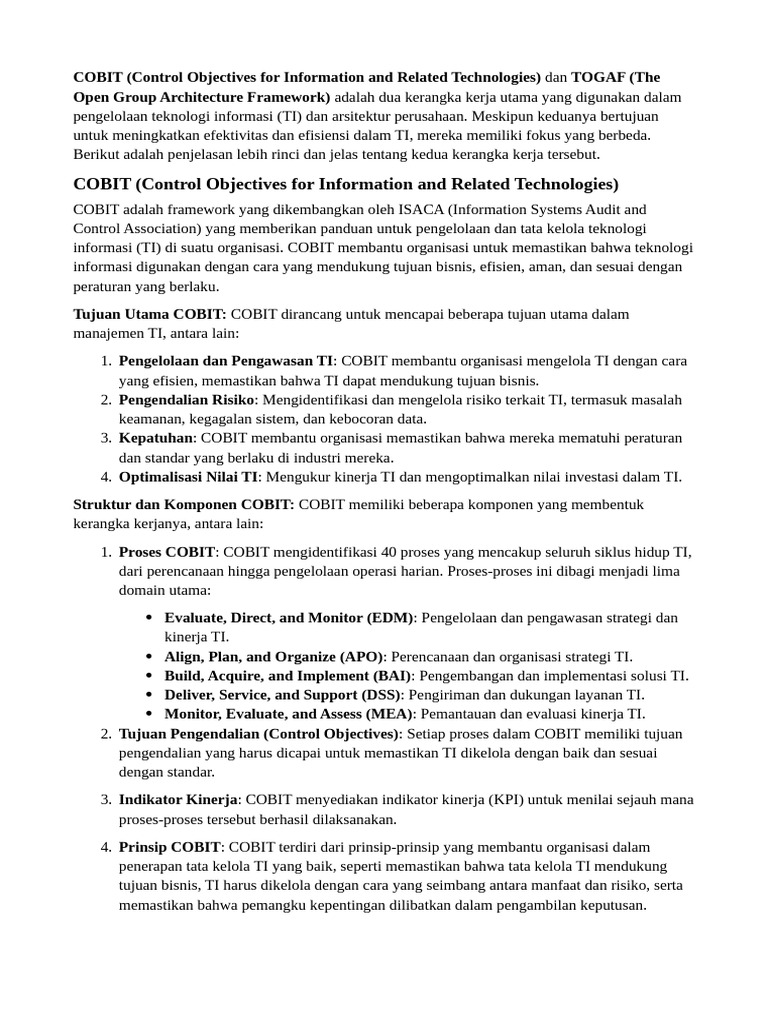 Cobit Dan Togaf - 030124 | PDF