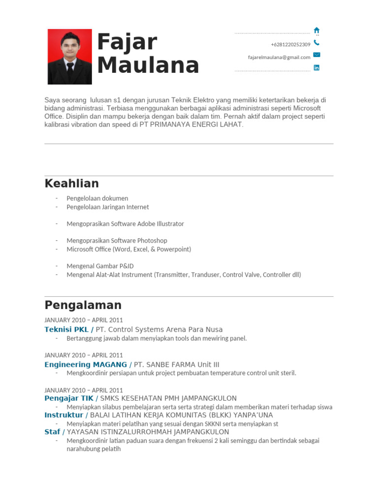 Free Template CV Lulusan s1 by Vina Muliana | PDF