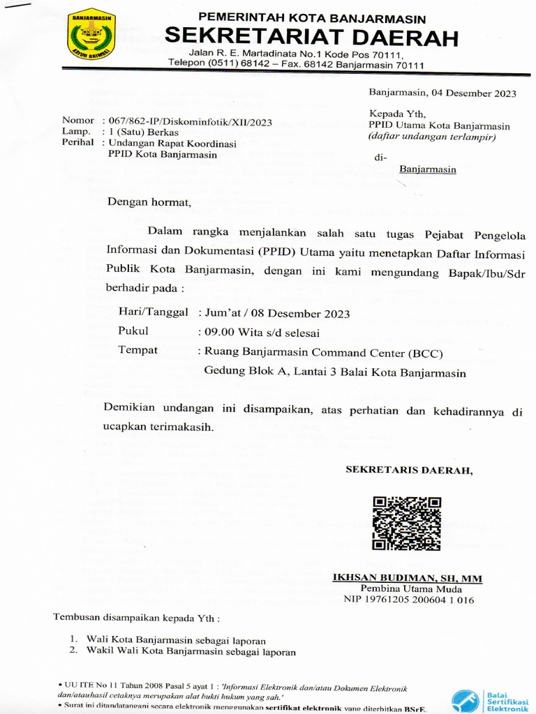 Undangan RAKOR PPID | PDF