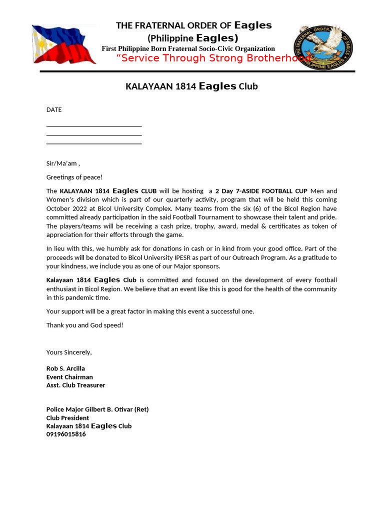 Football Solicitation Letter | PDF