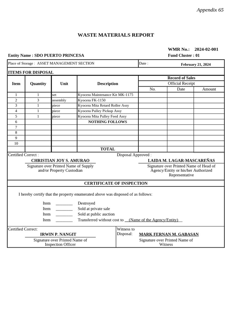 Appendix 65 - WMR | PDF | Waste
