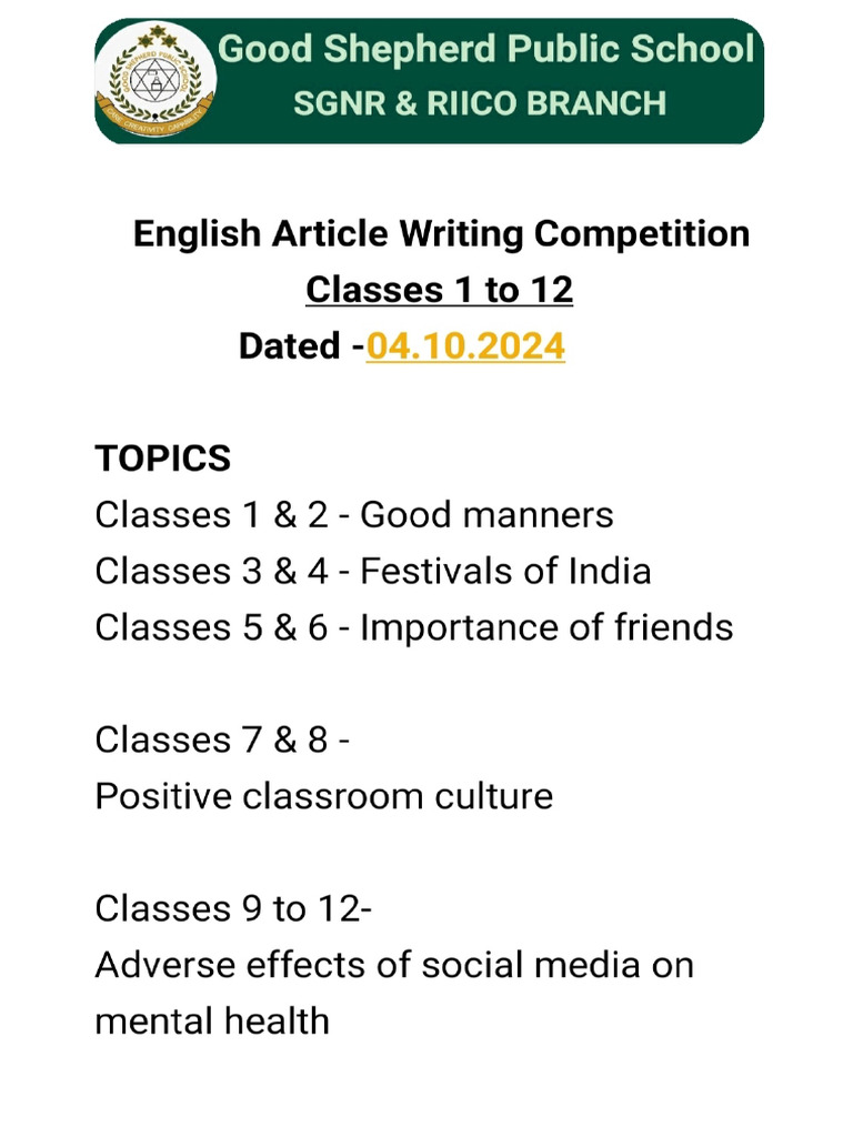 Eng Article Writing 1 To 12 | PDF