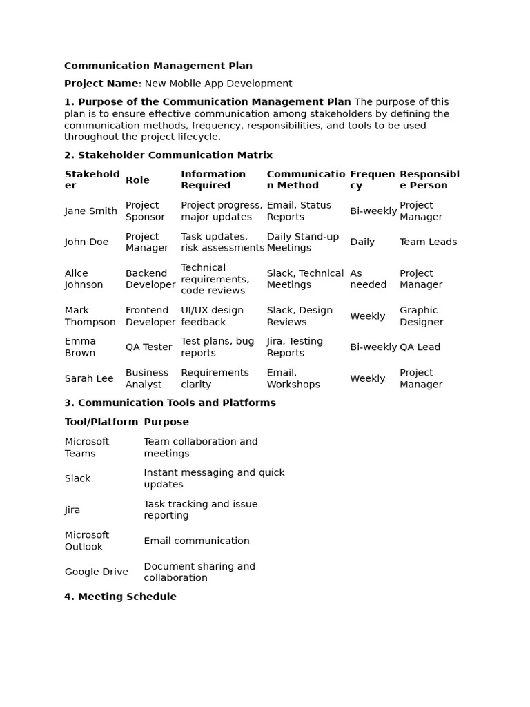Communication Management Plan | PDF | Computing | Software