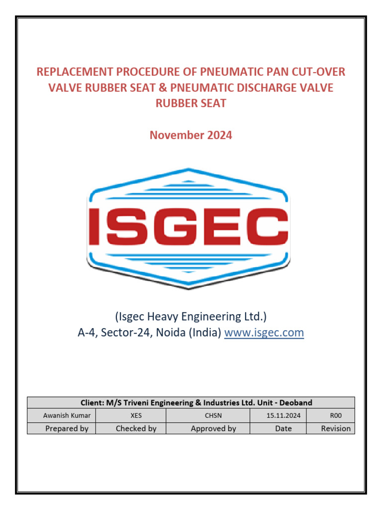 Replacement Procedure of Pneumatic Pan Cut-Over Valve Rubber Seat ...