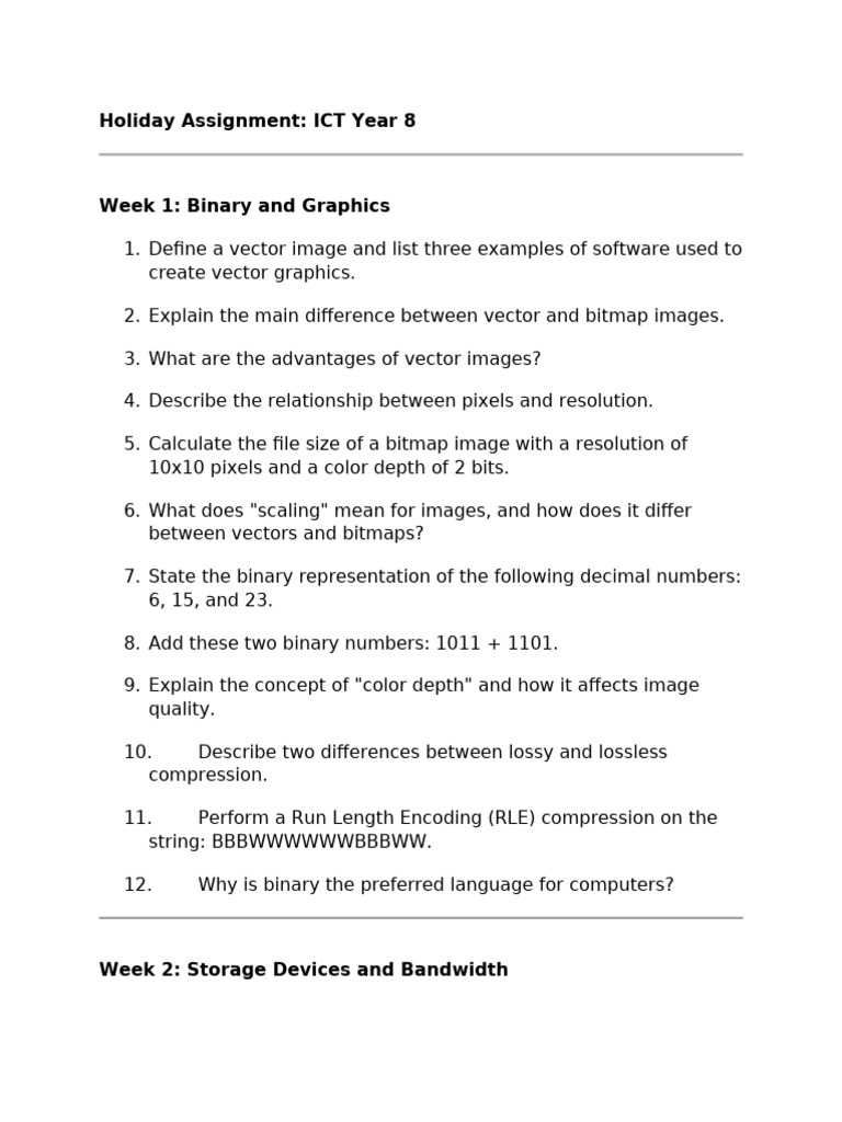 Year 8 ICT Holiday Assignment | PDF | Spreadsheet | Byte