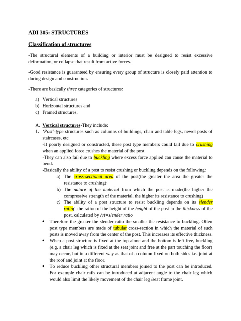 Classification of structures | PDF | Beam (Structure) | Buckling