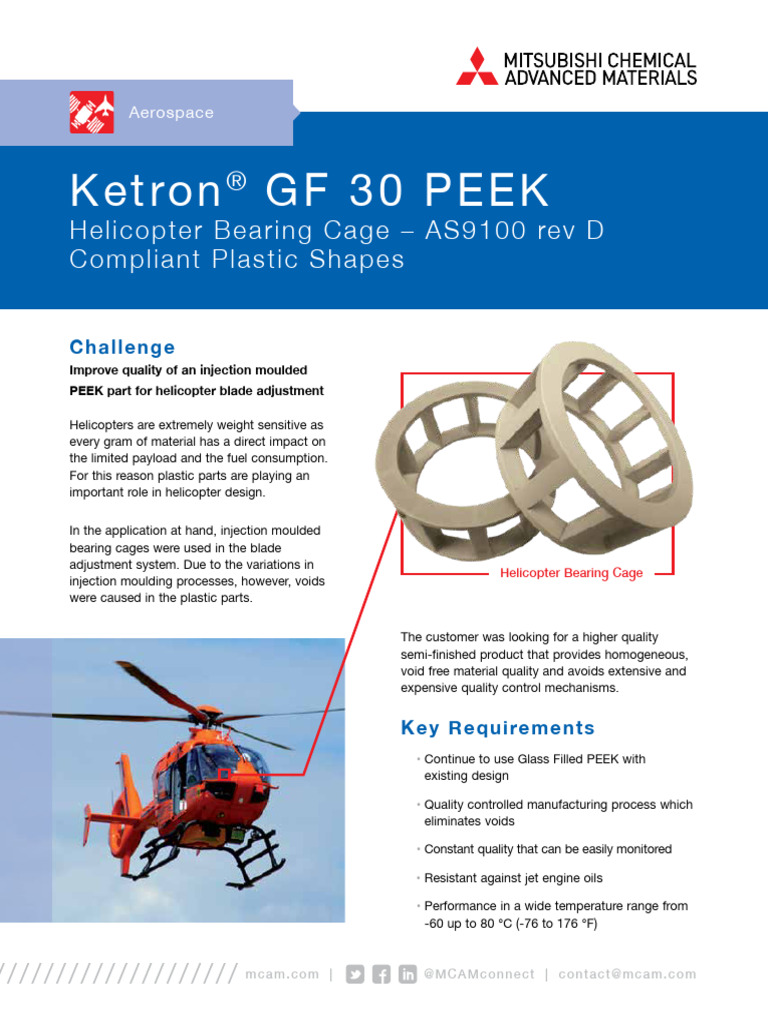 Mcam Ketron GF 30 Peek Helicopter Bearing Cage As9100 Rev D Compliant ...