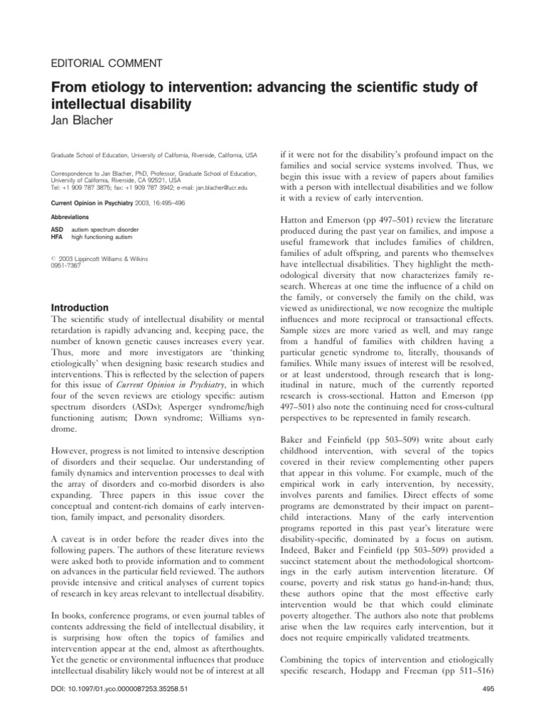 Advances in Intellectual Disability Research | PDF | Autism | Autism ...