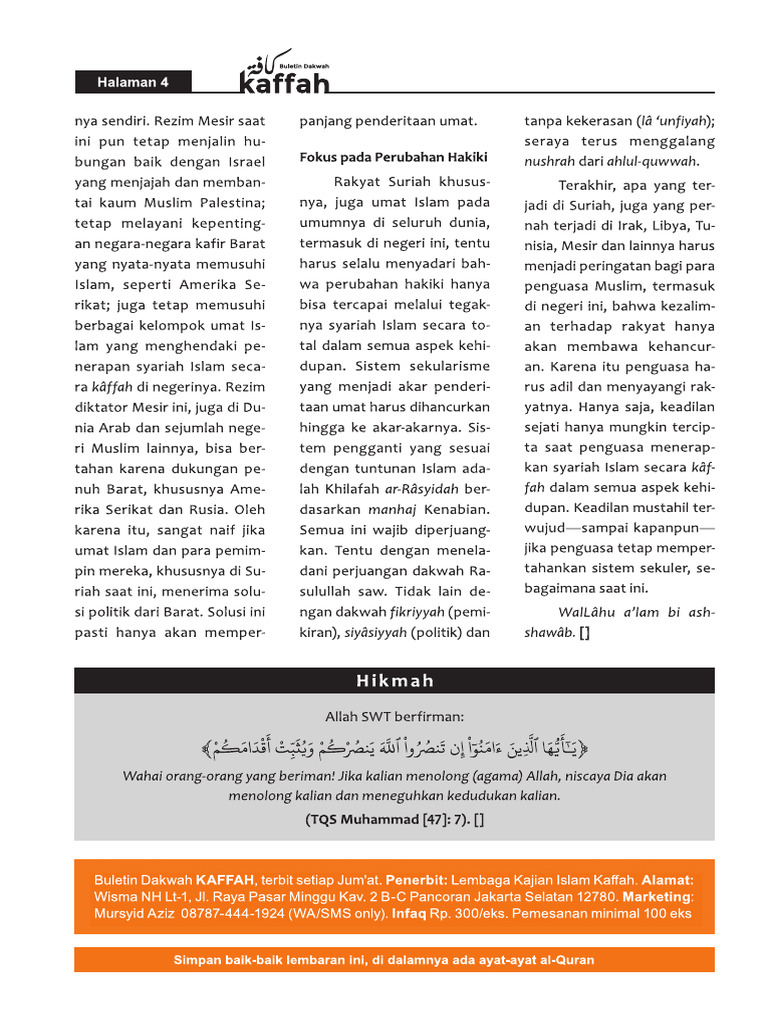 Edisi 374 Buletin Dakwah Kaffah - Organized | PDF