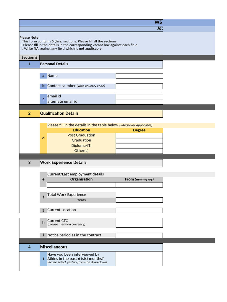 Job Applicant Details Form | PDF | Recruitment | Employment
