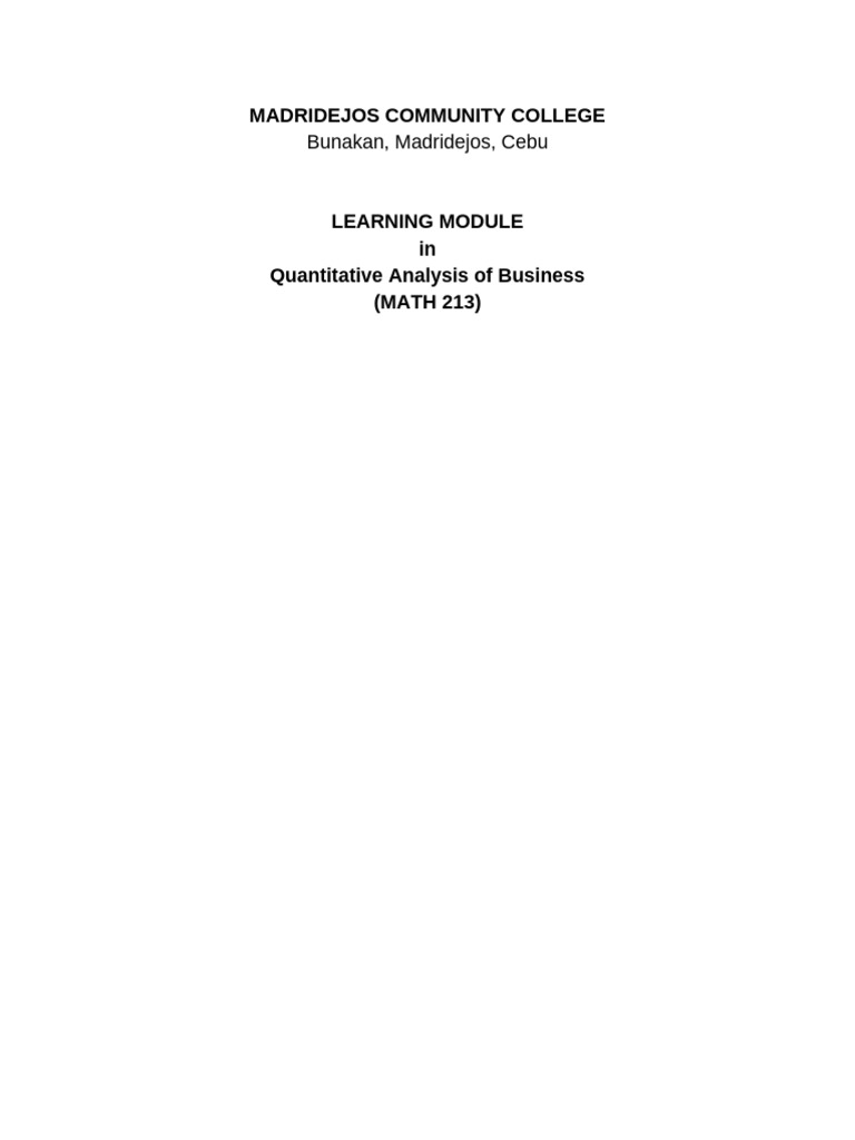 Quantitative Analysis For Business Module | PDF | Sampling (Statistics ...