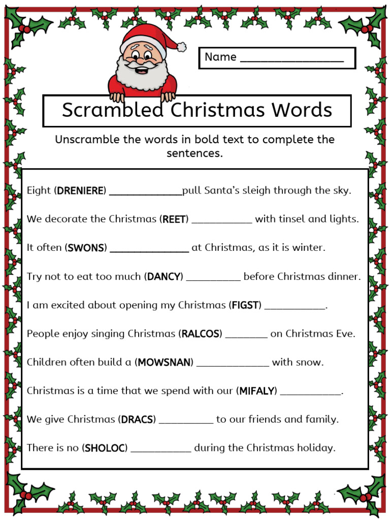 Unscramble Christmas Words Activity | PDF