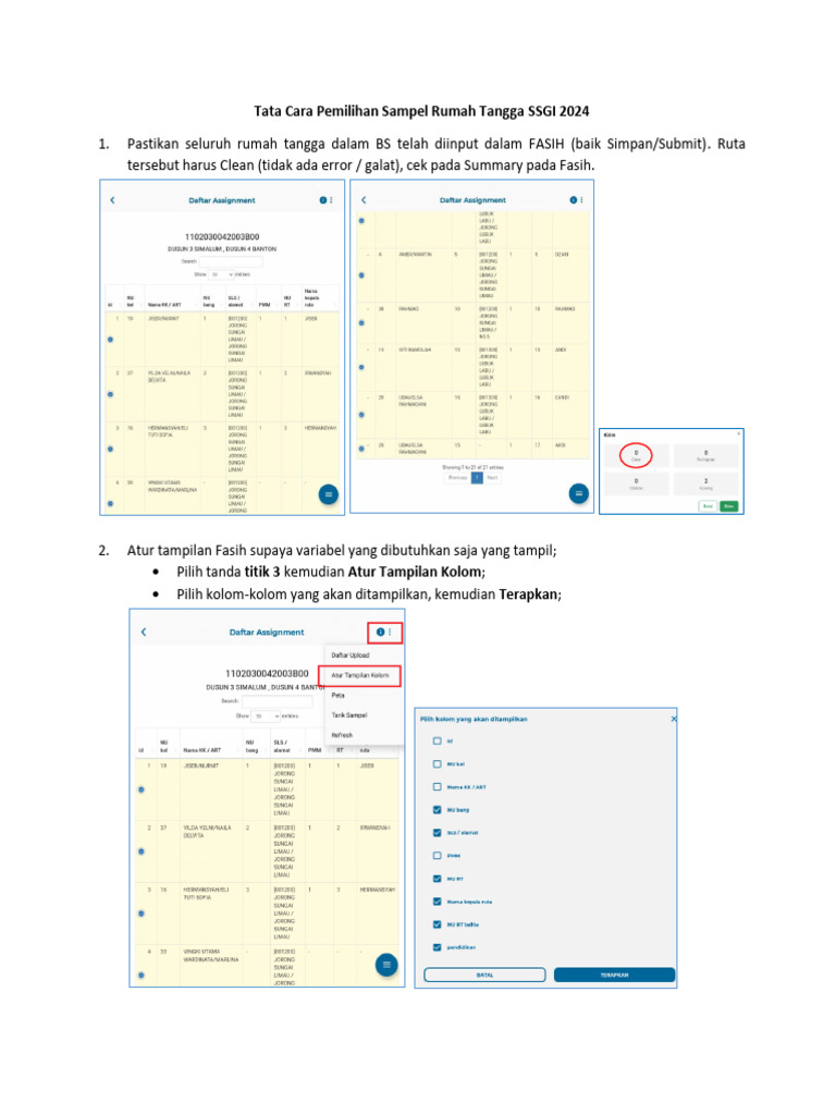 Tata Cara Pemilihan Sampel Rumah Tangga SSGI 2024 | PDF