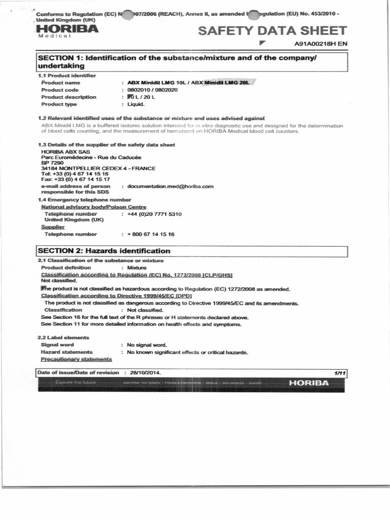 Msds Hematology | PDF