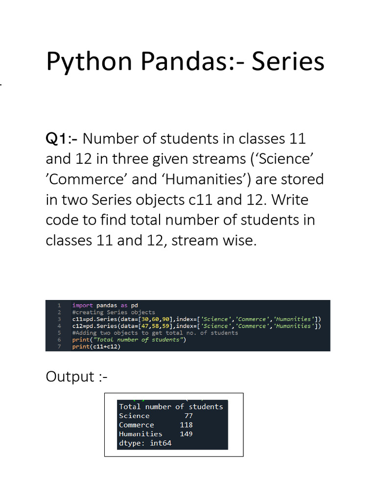 Class 12 IP Practical File: Python Pandas | PDF