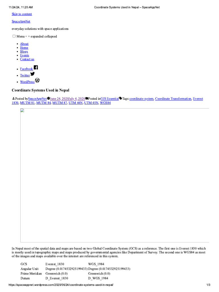 Coordinate Systems Used in Nepal | PDF