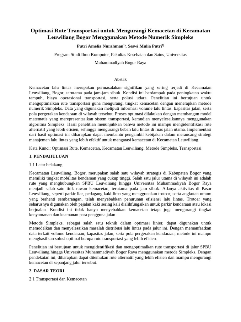 Optimasi Rute Leuwiliang | PDF