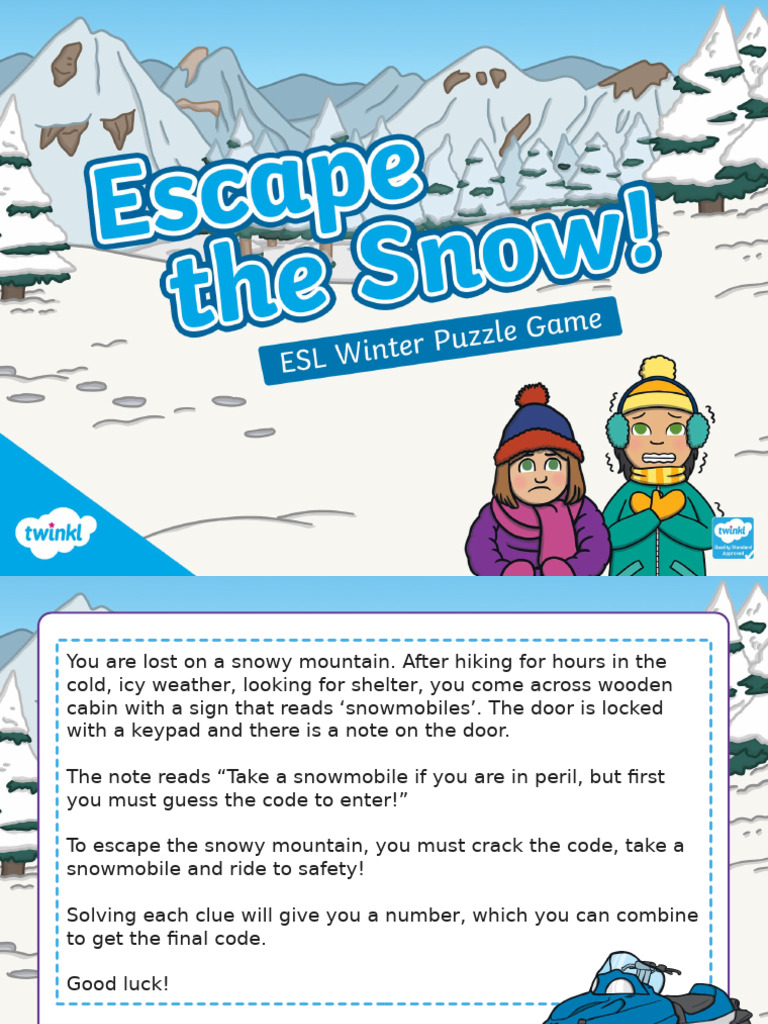 T 1666955559a Escape The Snow Esl Winter Puzzle Game Powerpoint | PDF ...