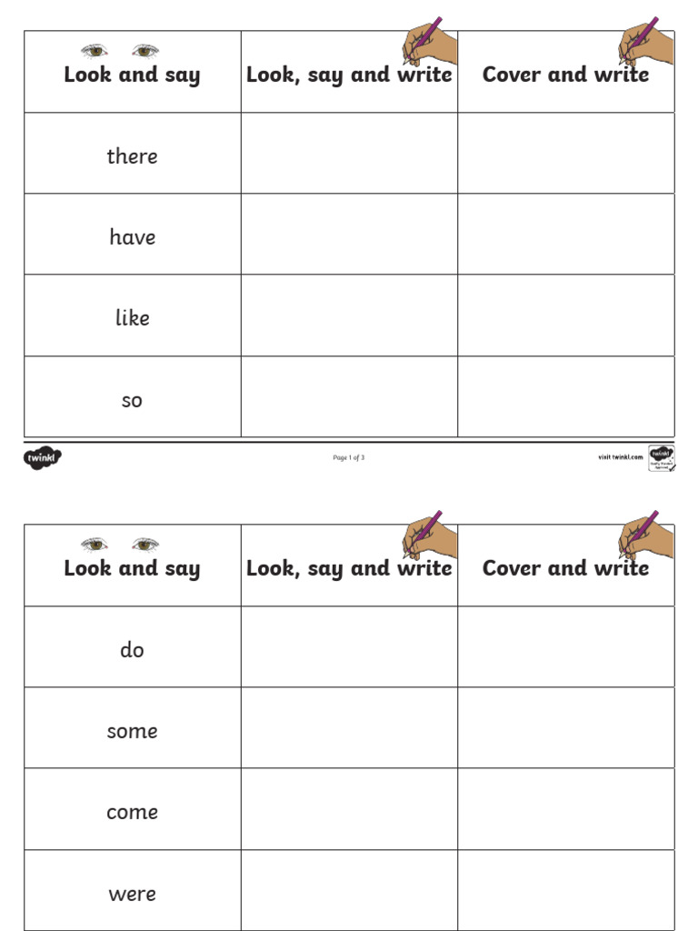 T L 4759 Phase 4 Tricky Words On Writing Practice Activity Sheets - Ver ...