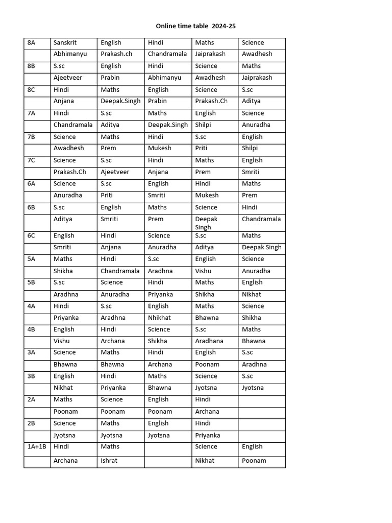 online time table-1 | PDF
