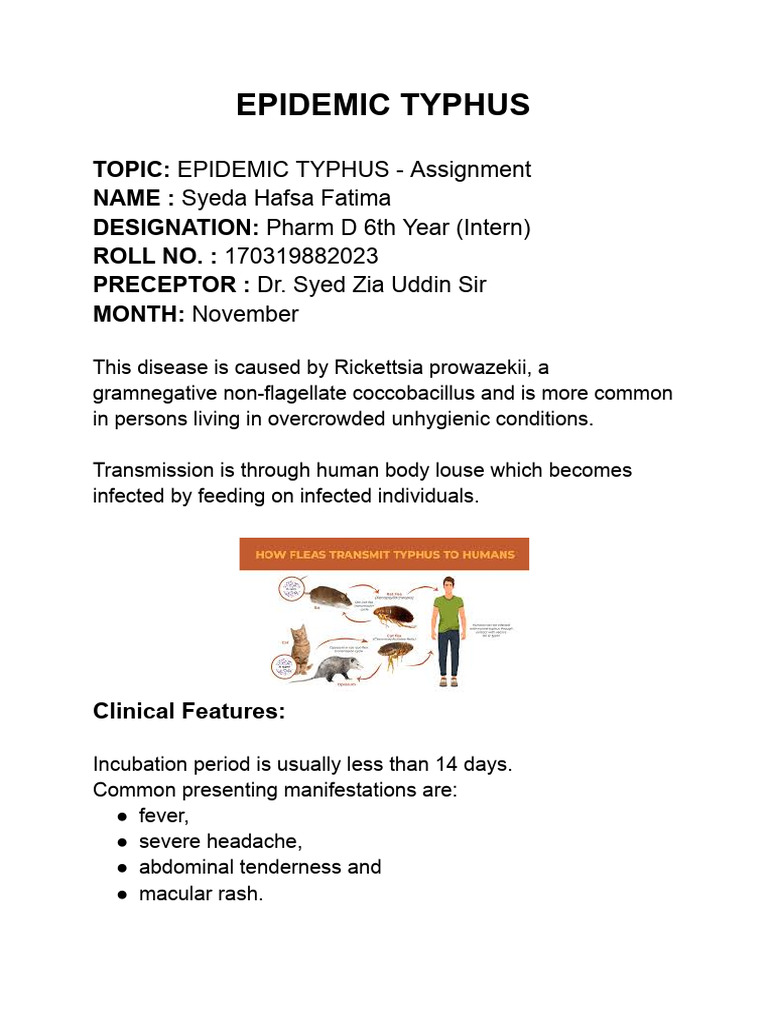 Understanding Epidemic Typhus Symptoms | PDF