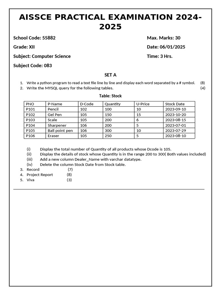 Practical Question Set Pdf 6524