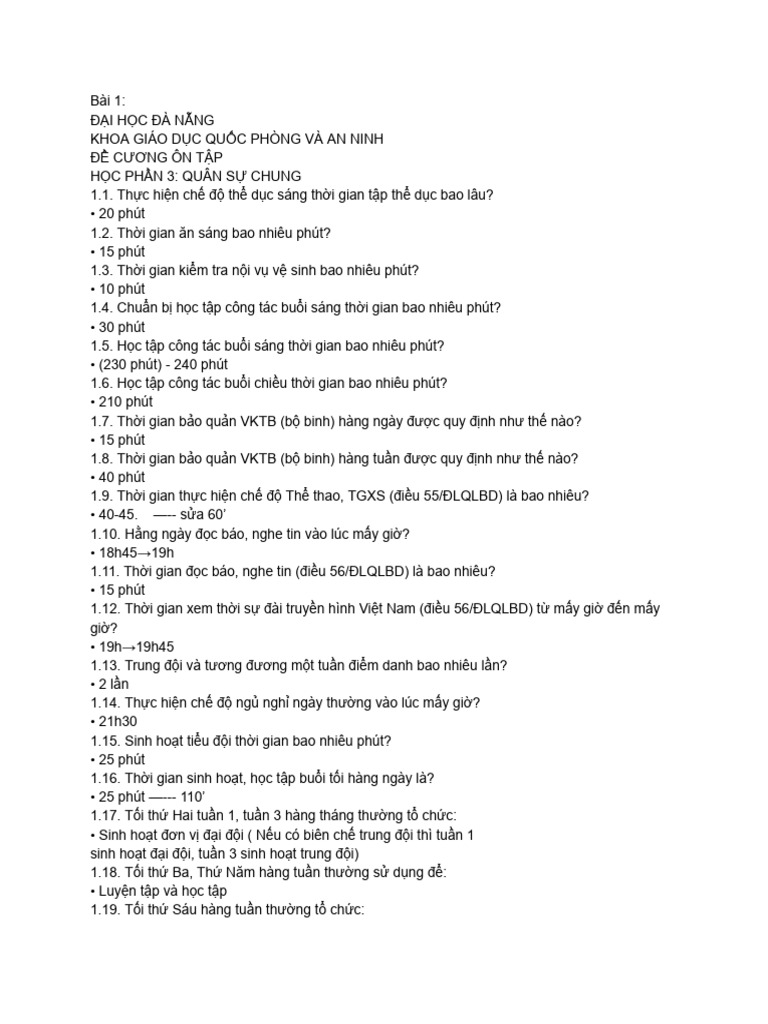 Ôn tập Quốc Phòng HP3 | PDF