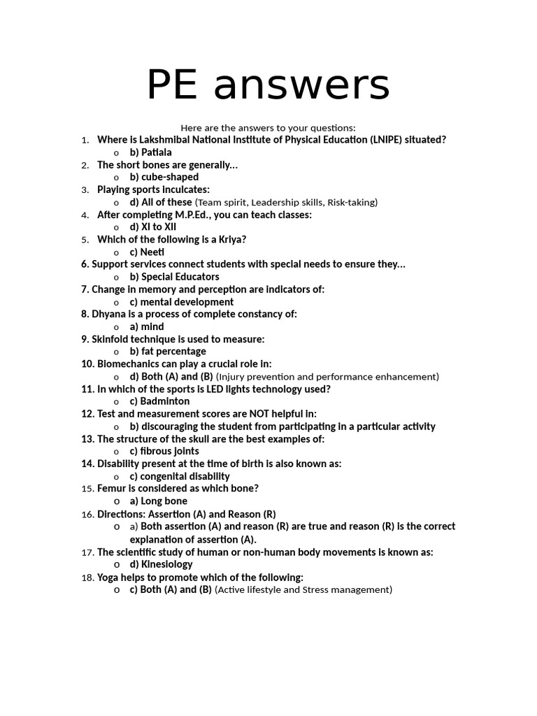 PE answers - PA 3 | PDF | Obesity | Physical Fitness