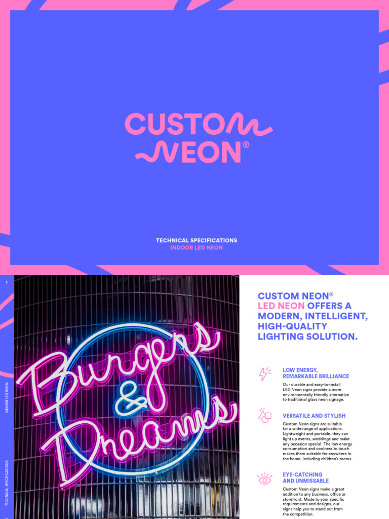 Custom Neon USA Technical Specifications Indoor LEDNeon | PDF | Light ...