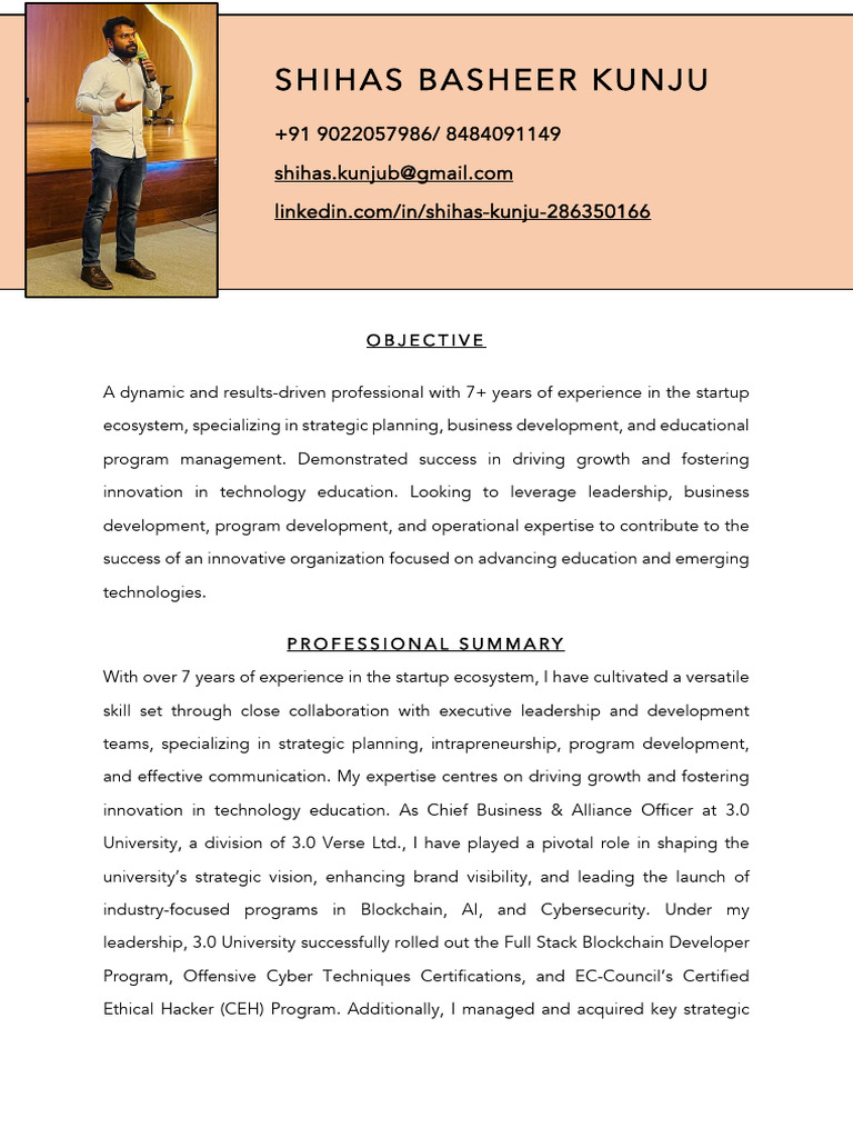 SHIHAS BASHEER KUNJU_CV_13.11.24 | PDF | Business