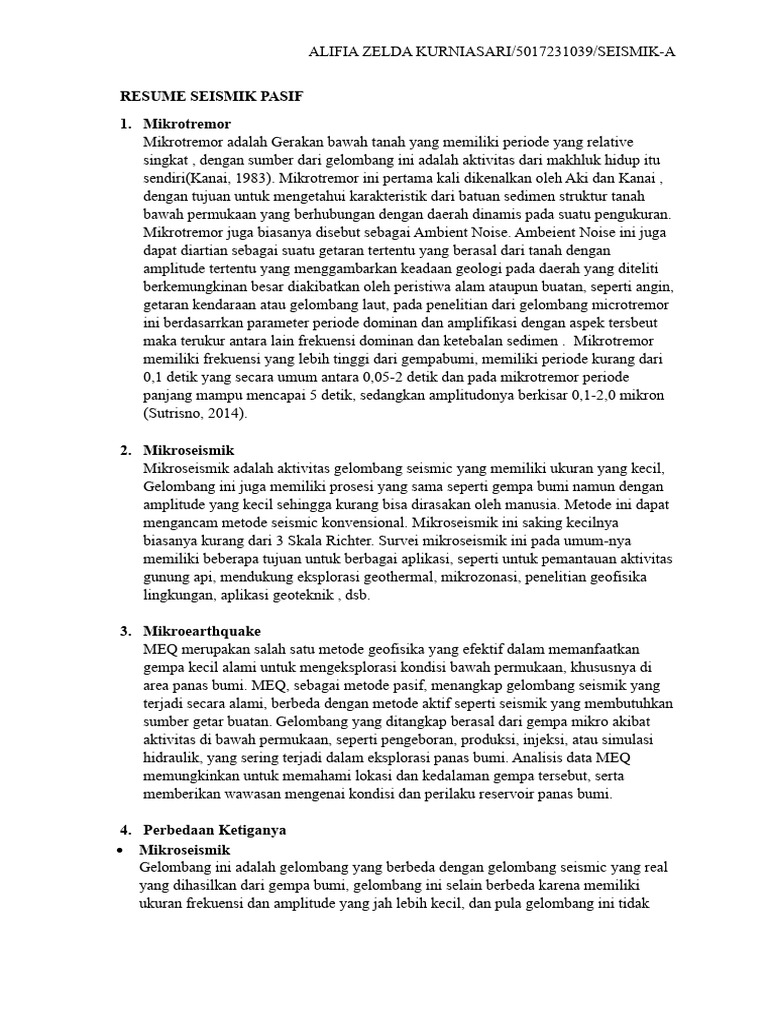 Analisis Seismik Pasif: Mikrotremor dan Metode HVSR | PDF