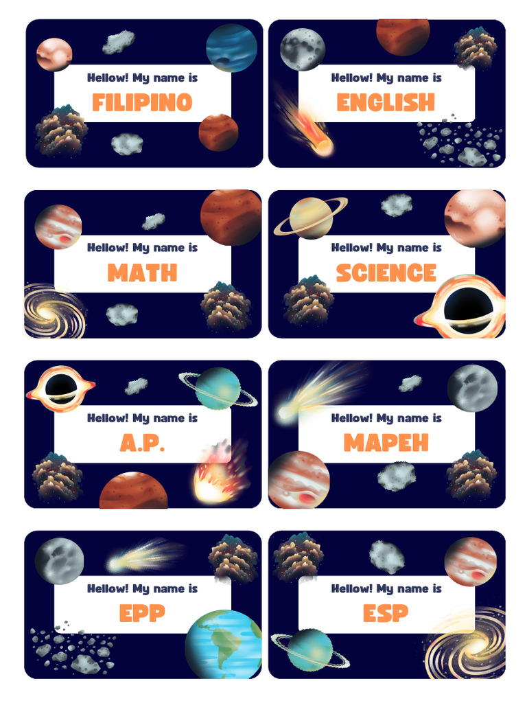 Colorful Illustration Science Student Name Label | PDF