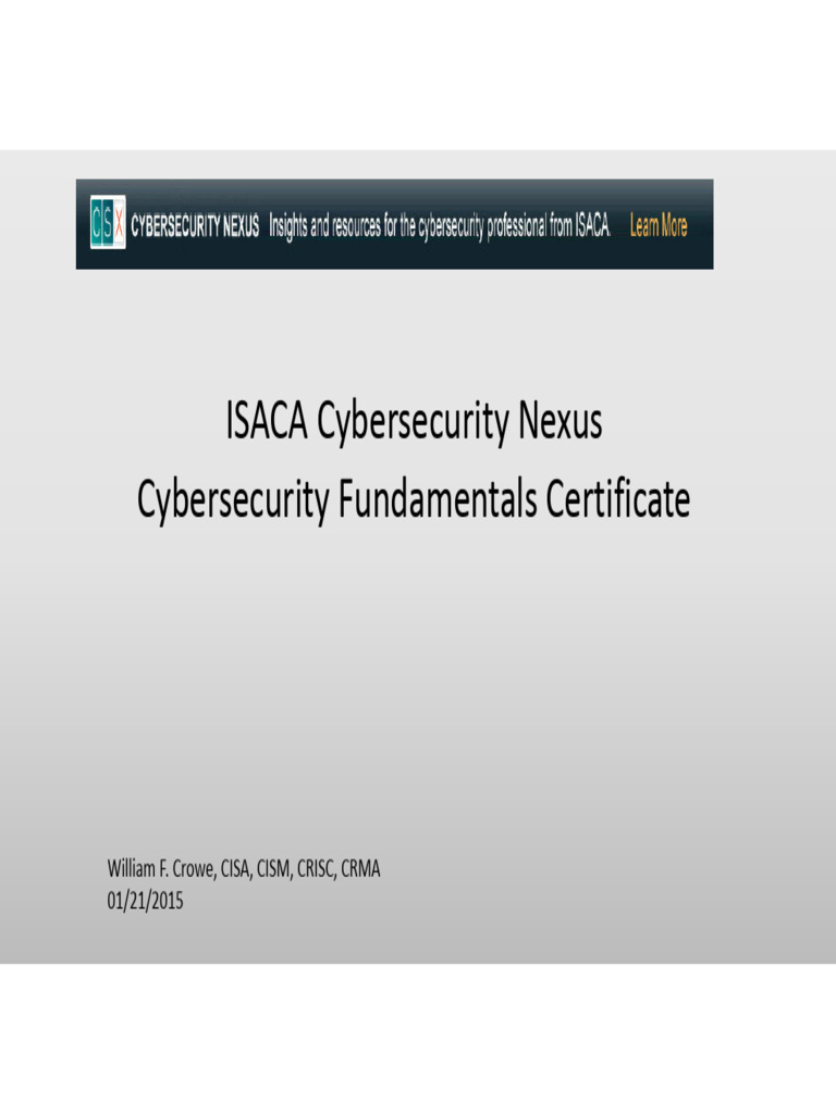 ISACA Cybersecurity Nexus Cybersecurity Fundamentals Certificate (PDFDrive) | PDF | Security ...