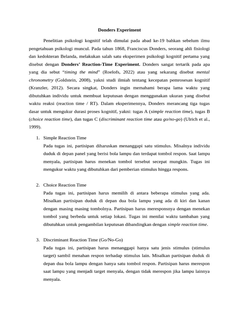 Donders Experiment | PDF