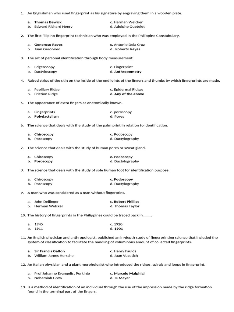 Fingerprint Identification Techniques Guide | PDF | Fingerprint | Human ...