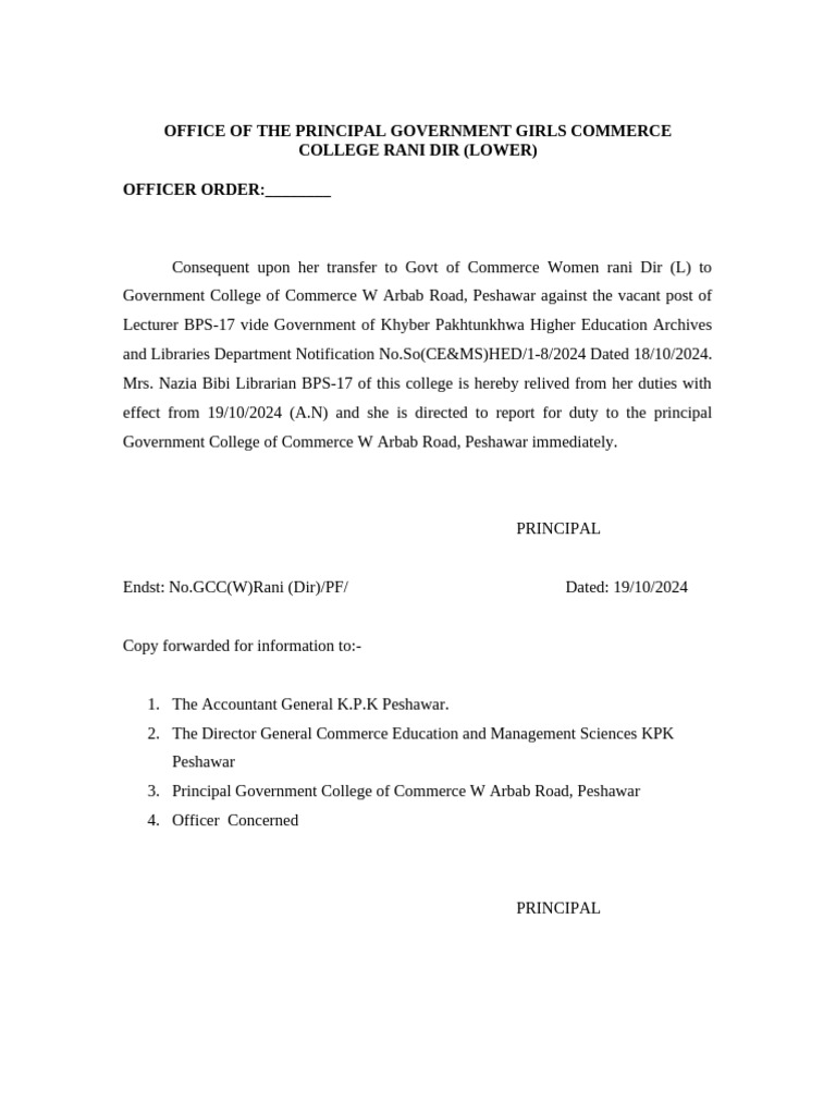 Relieving Report Iffat | PDF